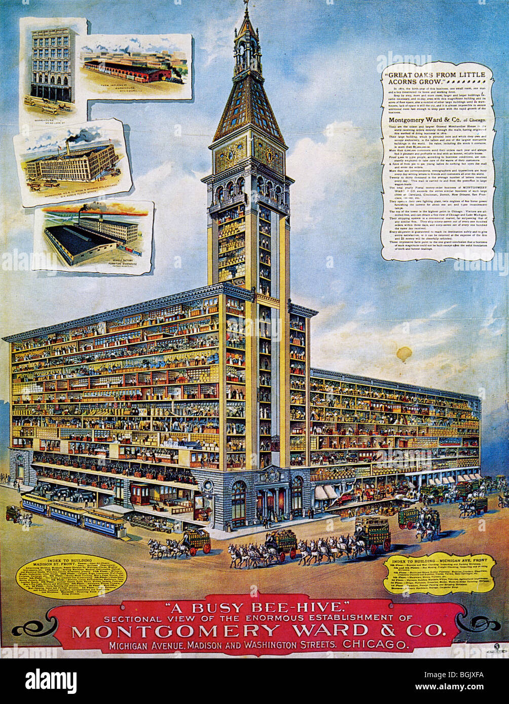 MONTGOMERY WARD building in Chicago about 1900 Stock Photo - Alamy