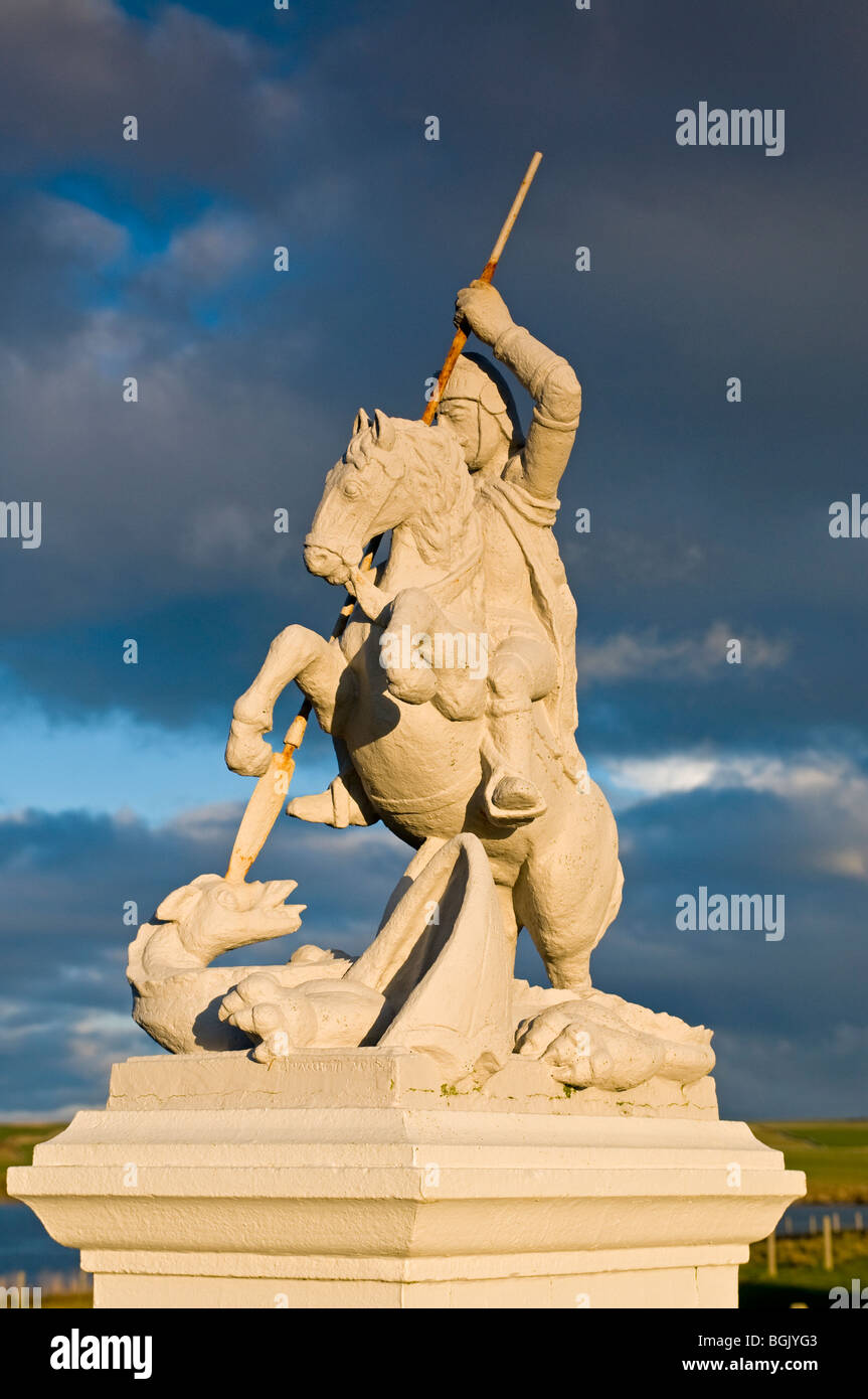Statue of St George Slaying the dragon outside the Italian Chapel on ...