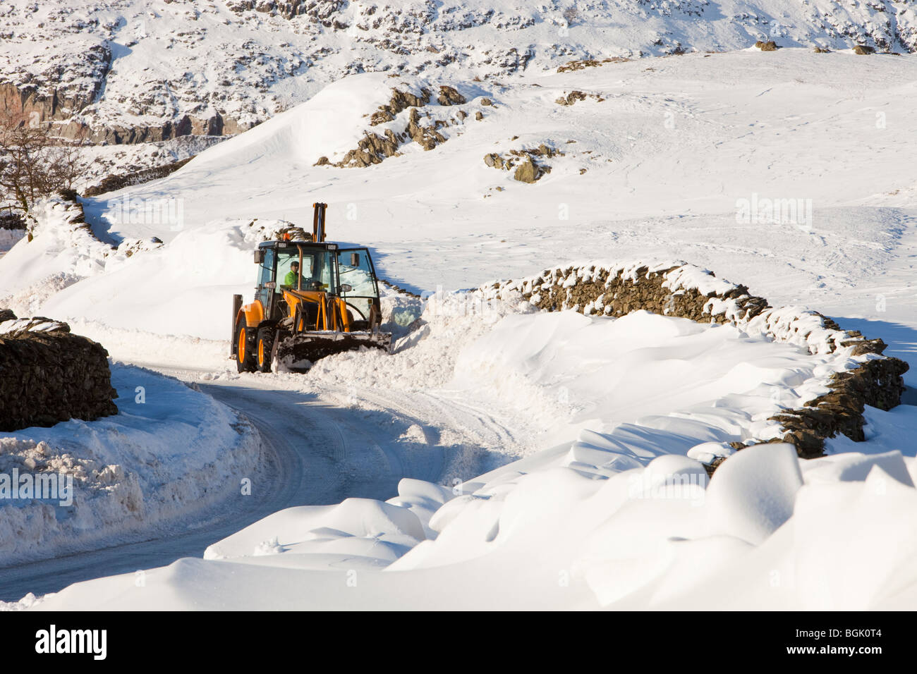 Clearing snow off the Kirkstone Pass after it was completely blocked ...