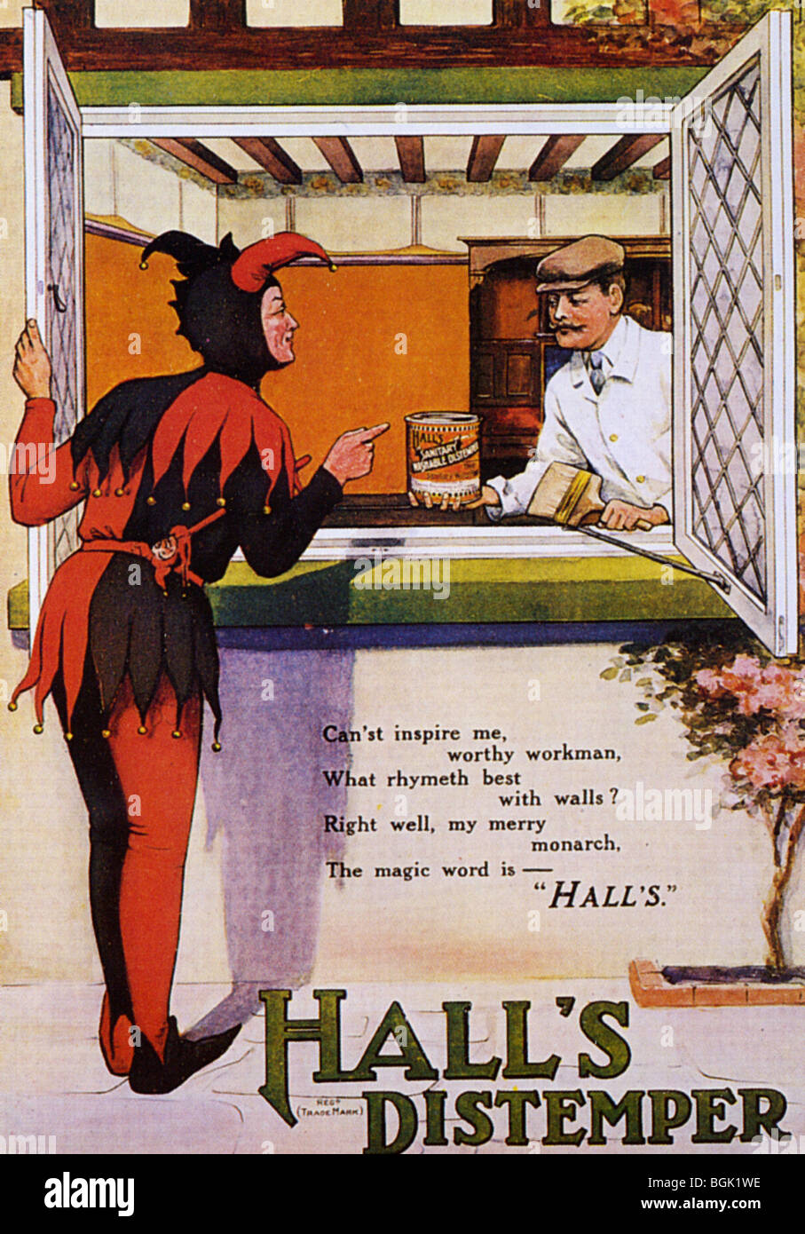 ADVERTISING Edwardian poster for Hall's Distemper used in decorating ...