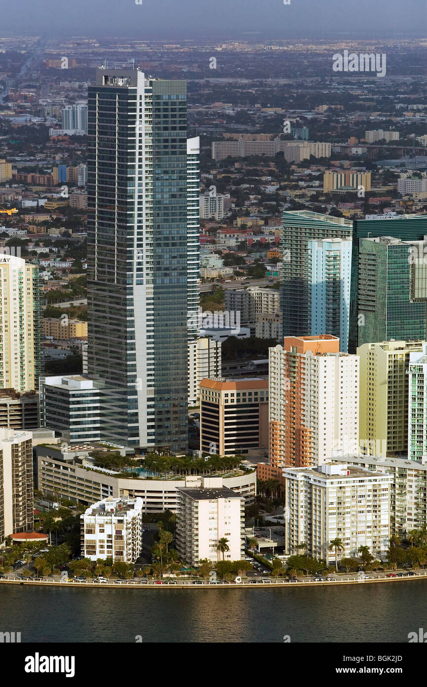 aerial view above Four Seasons Hotel and Tower Miami Florida Stock ...