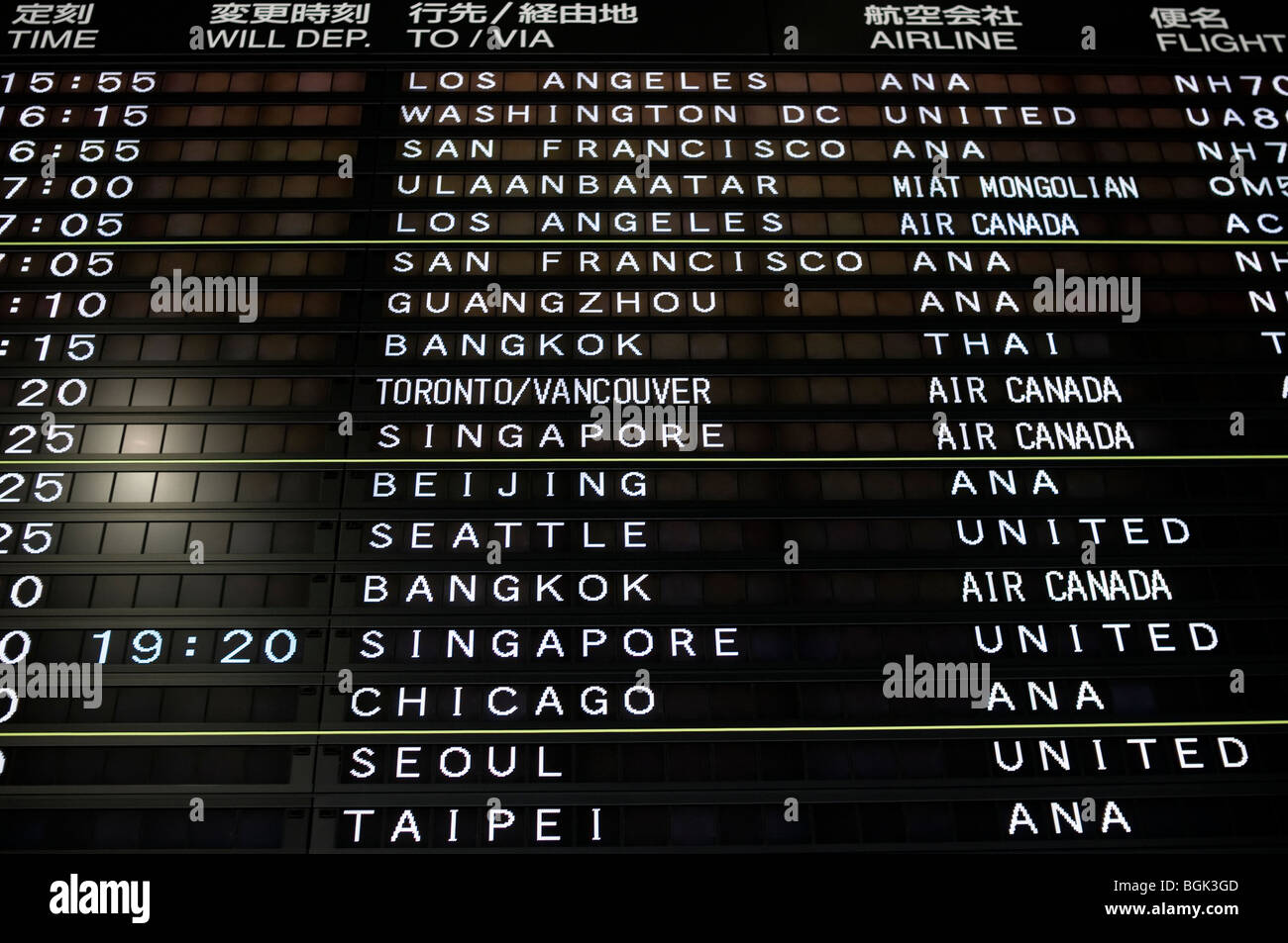 Airport Flight Information Board Stock Photo - Alamy