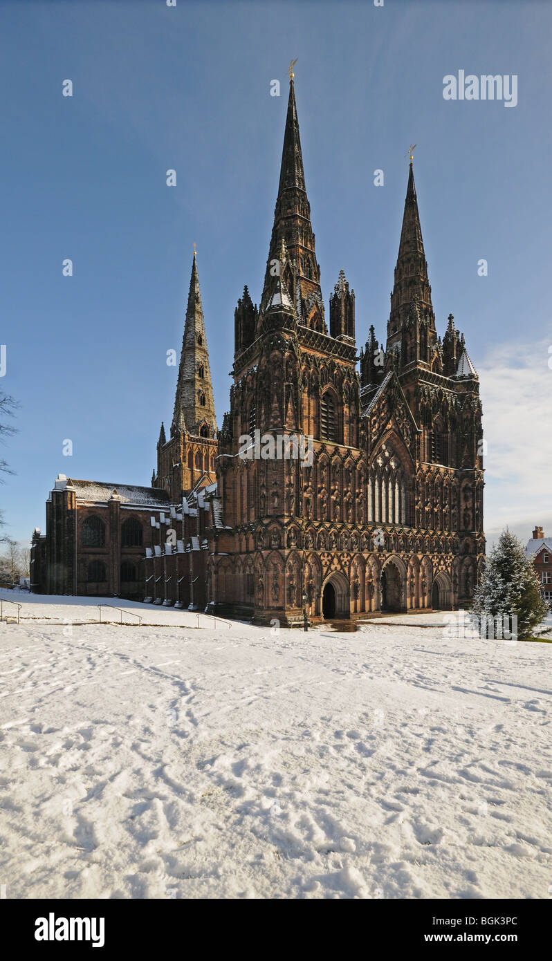Lichfield Cathedral three spires west front and Christmas Tree ...