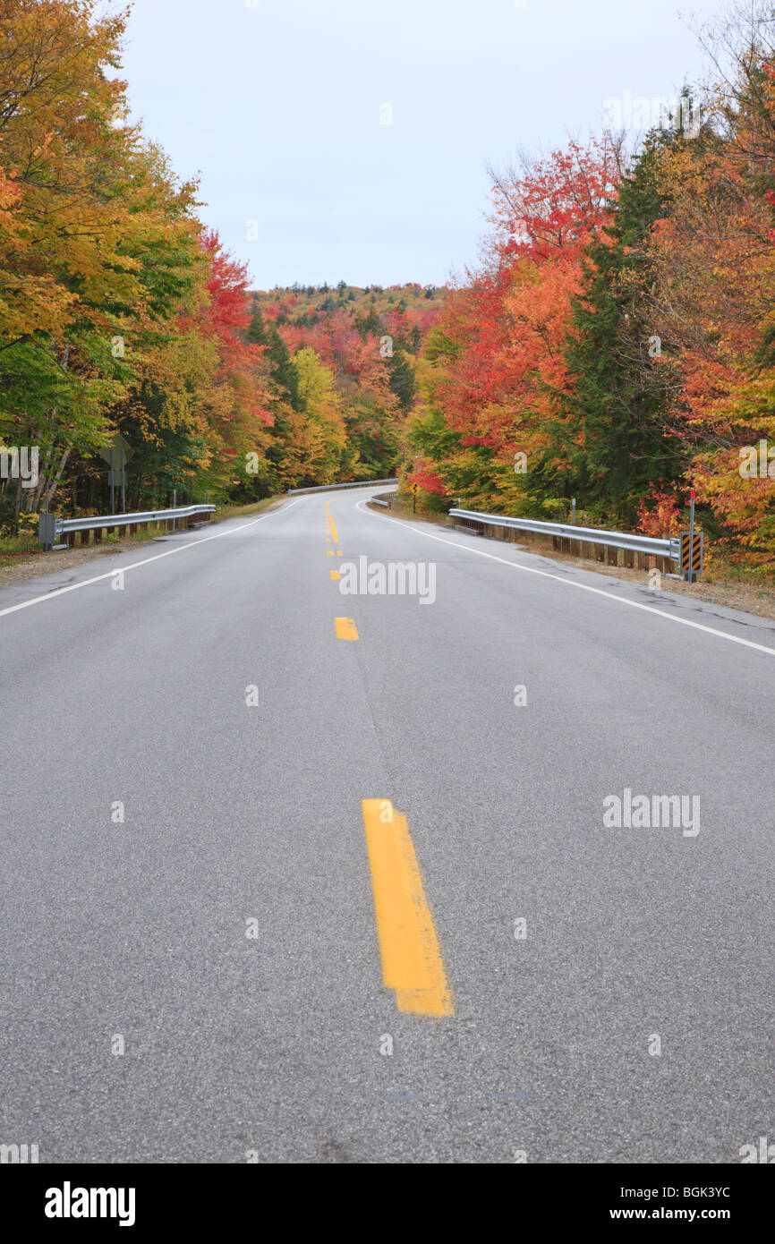 The Kancamagus Highway (route 112) during the autumn months, which is ...