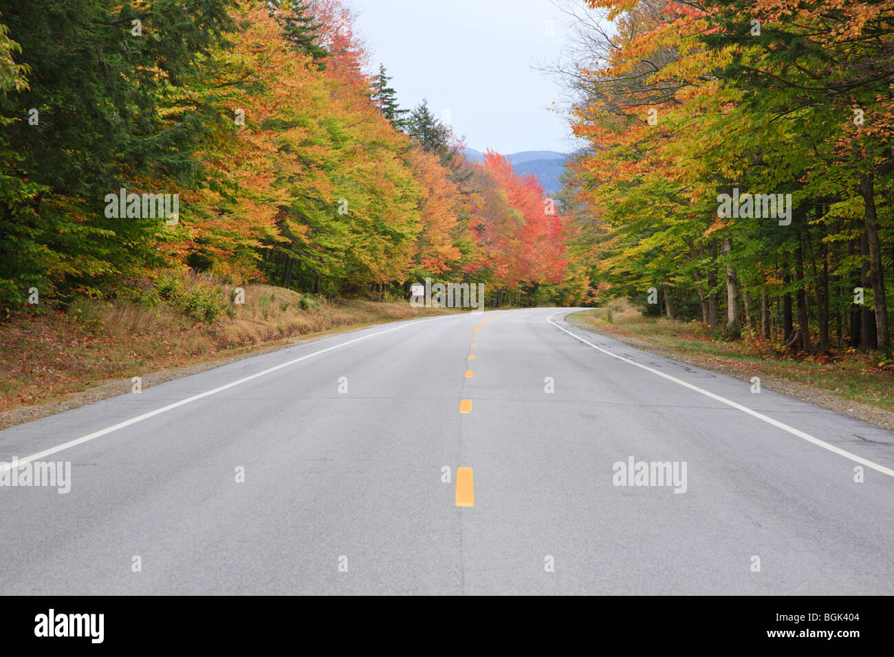 The Kancamagus Highway (route 112) during the autumn months, which is ...