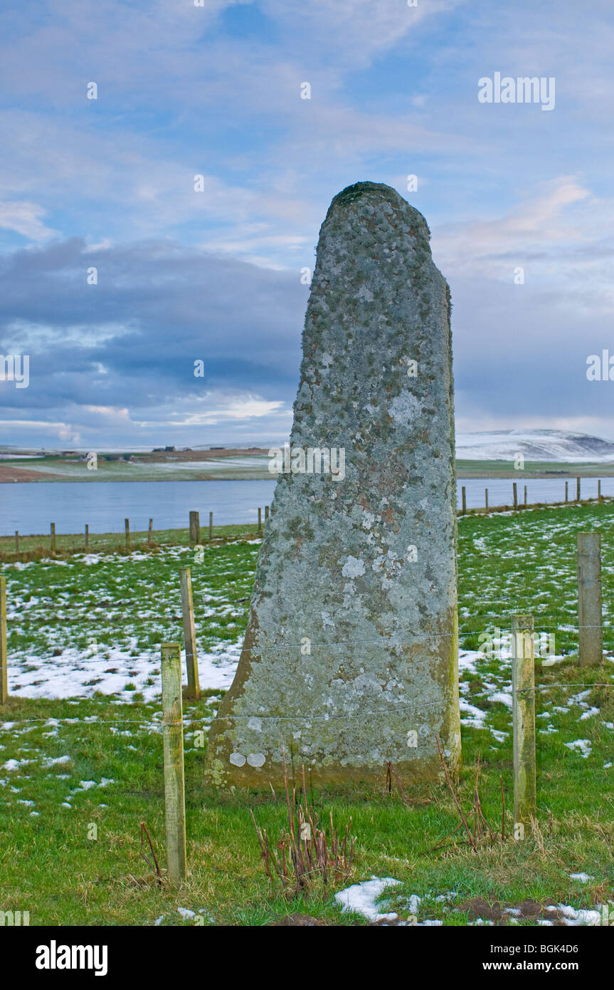 An Isolated Standing stone overlooking Loch of Boardhouse Birsay Orkney ...