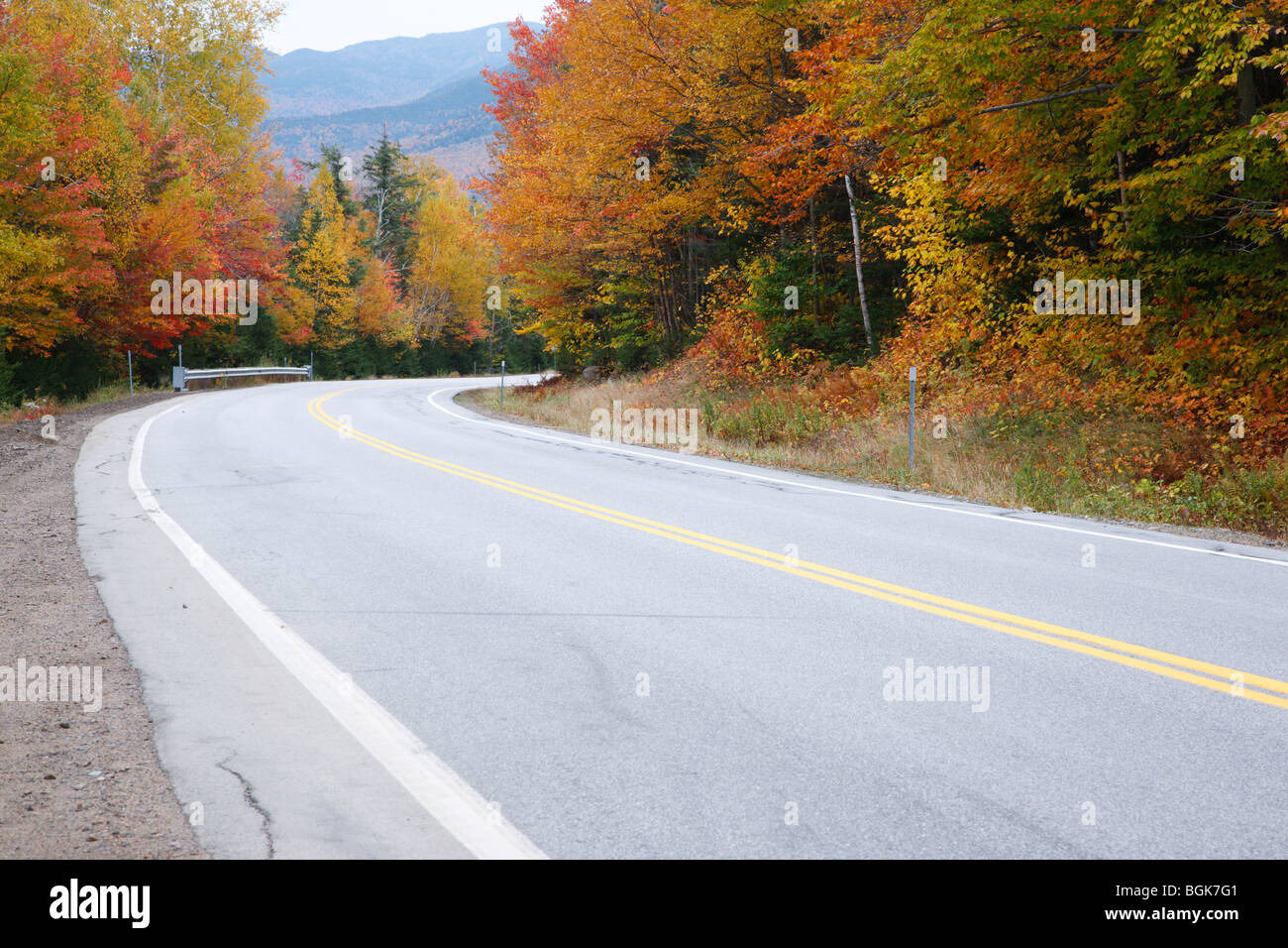 The Kancamagus Highway (route 112) during the autumn months, which is ...