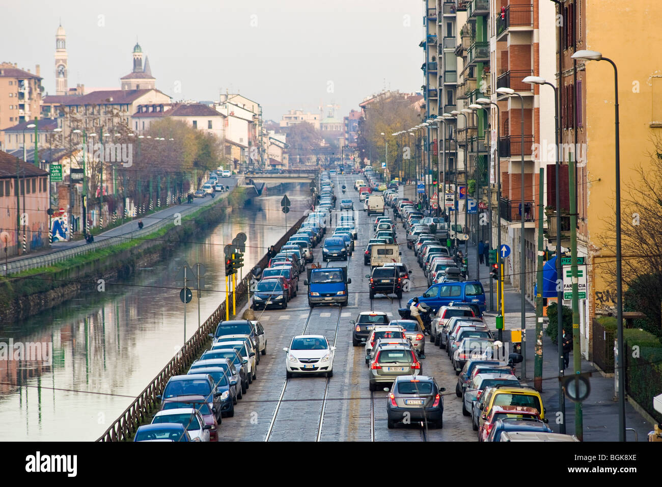 Traffic, Milan, Italy Stock Photo - Alamy