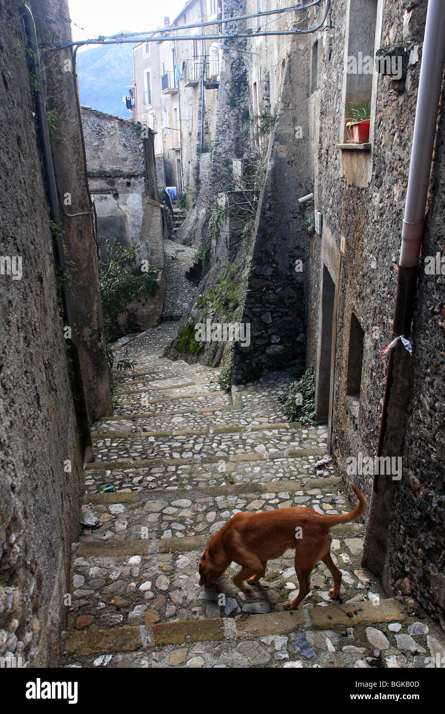 street view of ancient italian town, morano calabro Stock Photo - Alamy