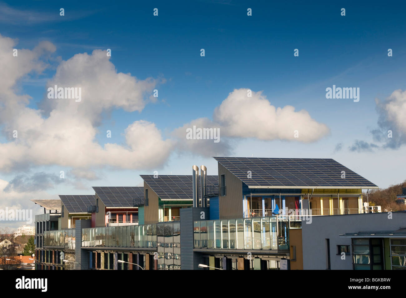 Roofs with solar systems, ecological Vauban district in Freiburg, Baden ...