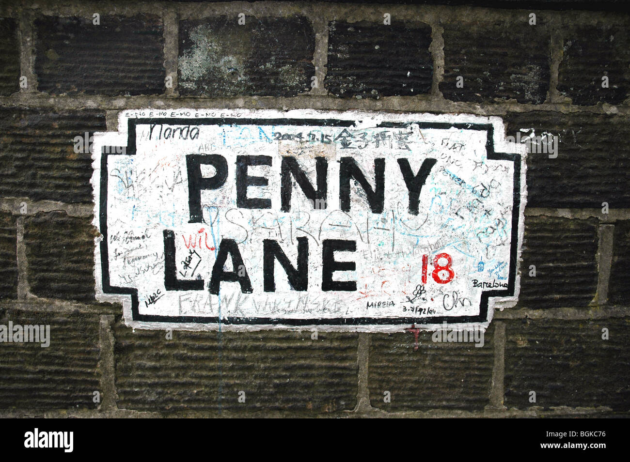 Penny Lane road sign in Liverpool, Merseyside, UK.2020 saw source of ...