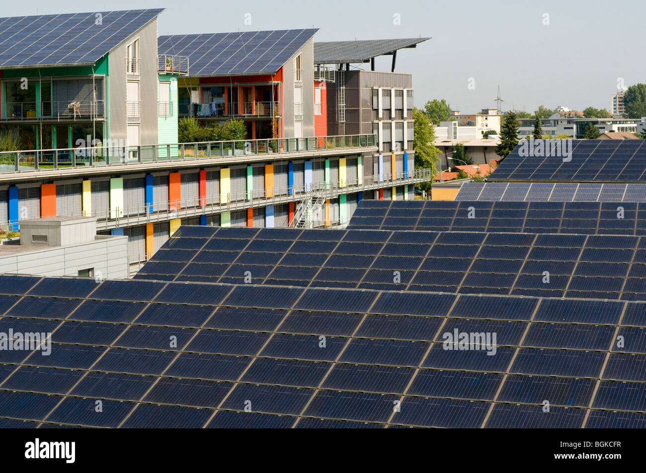 Roofs with solar systems, ecological Vauban district in Freiburg, Baden ...