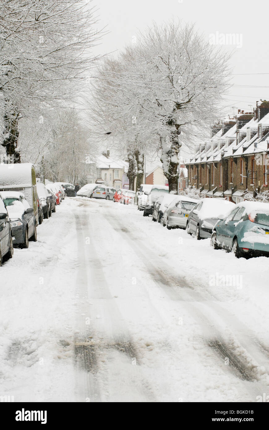 A snowy residential road in Brighton Stock Photo - Alamy