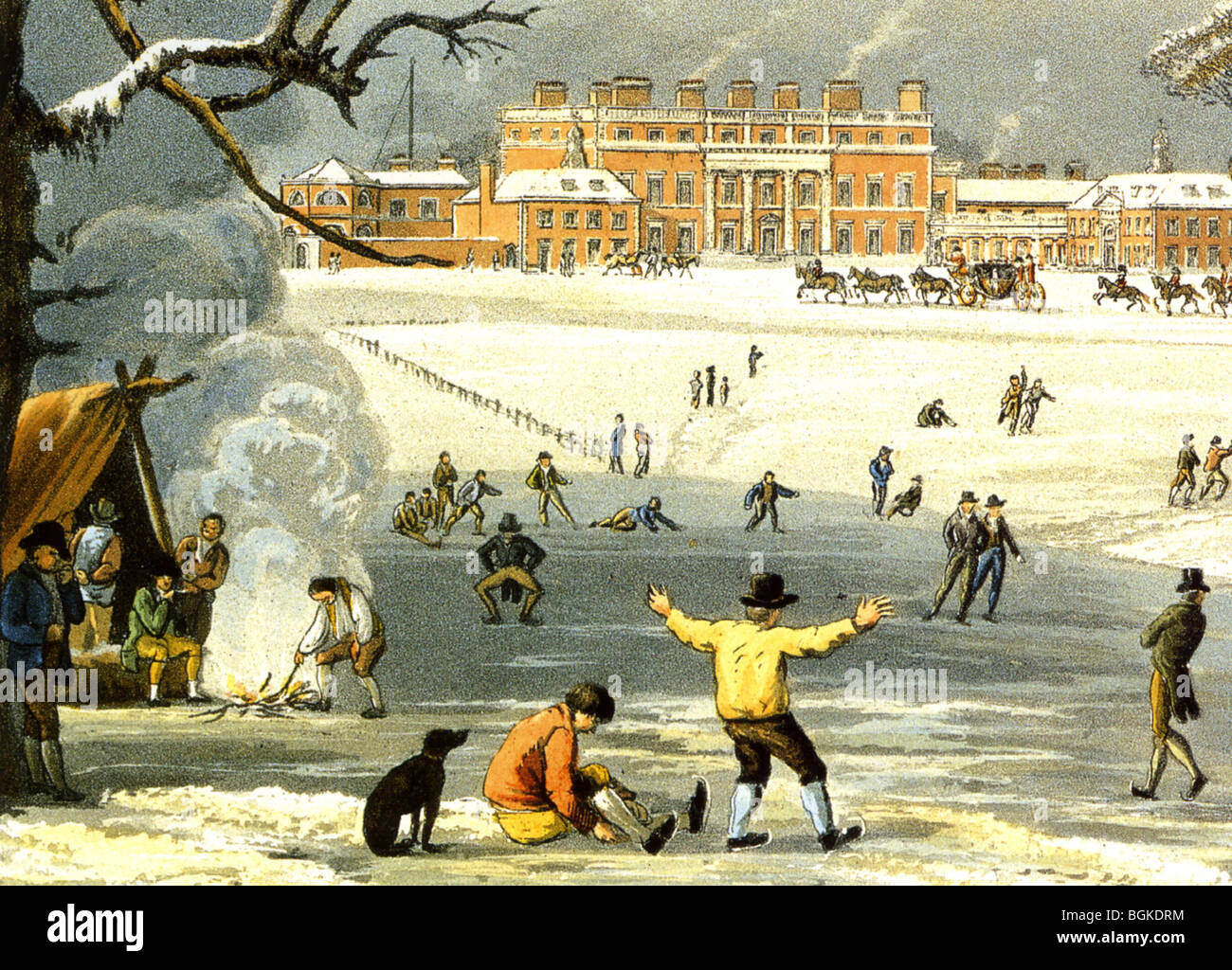 ST JAMES PARK, London in an 1817 engraving showing Buckingham Palace ...