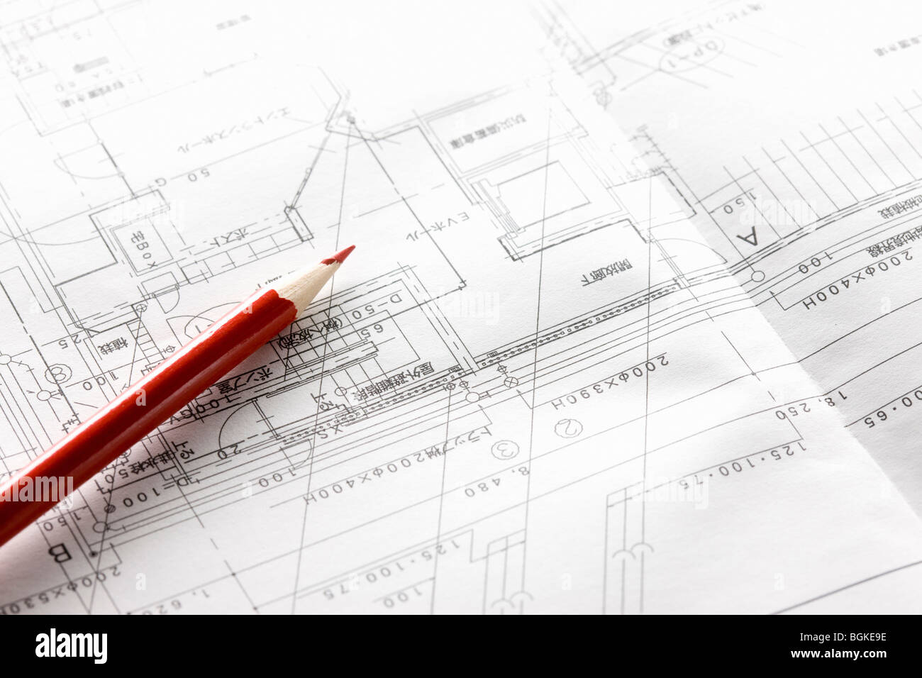 Building plan and a pencil Stock Photo - Alamy