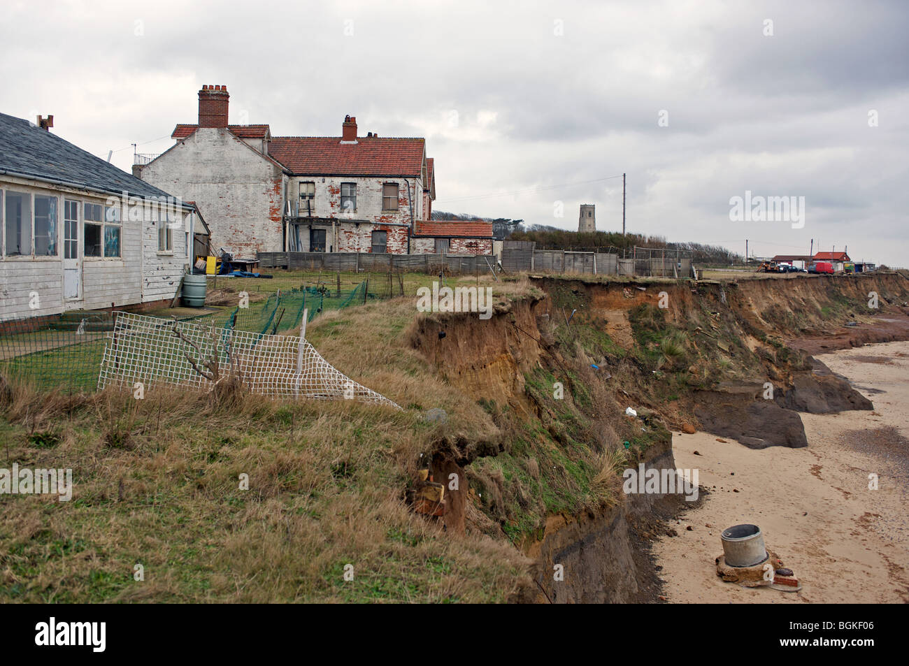 Effects of coastal erosion on the North Norfolk coast, UK Stock Photo ...