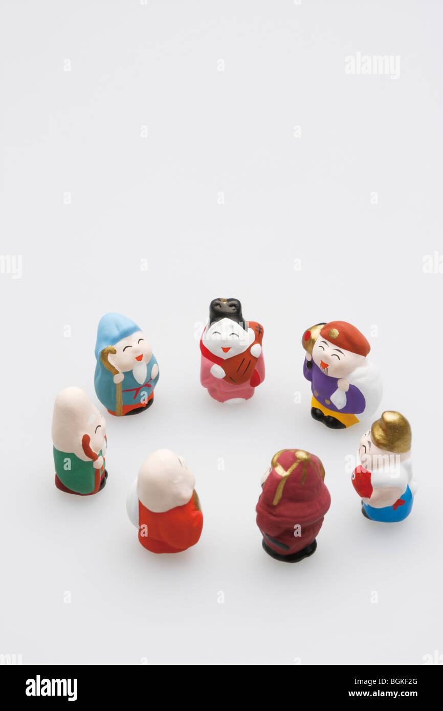 Seven Lucky Gods in a circle Stock Photo - Alamy