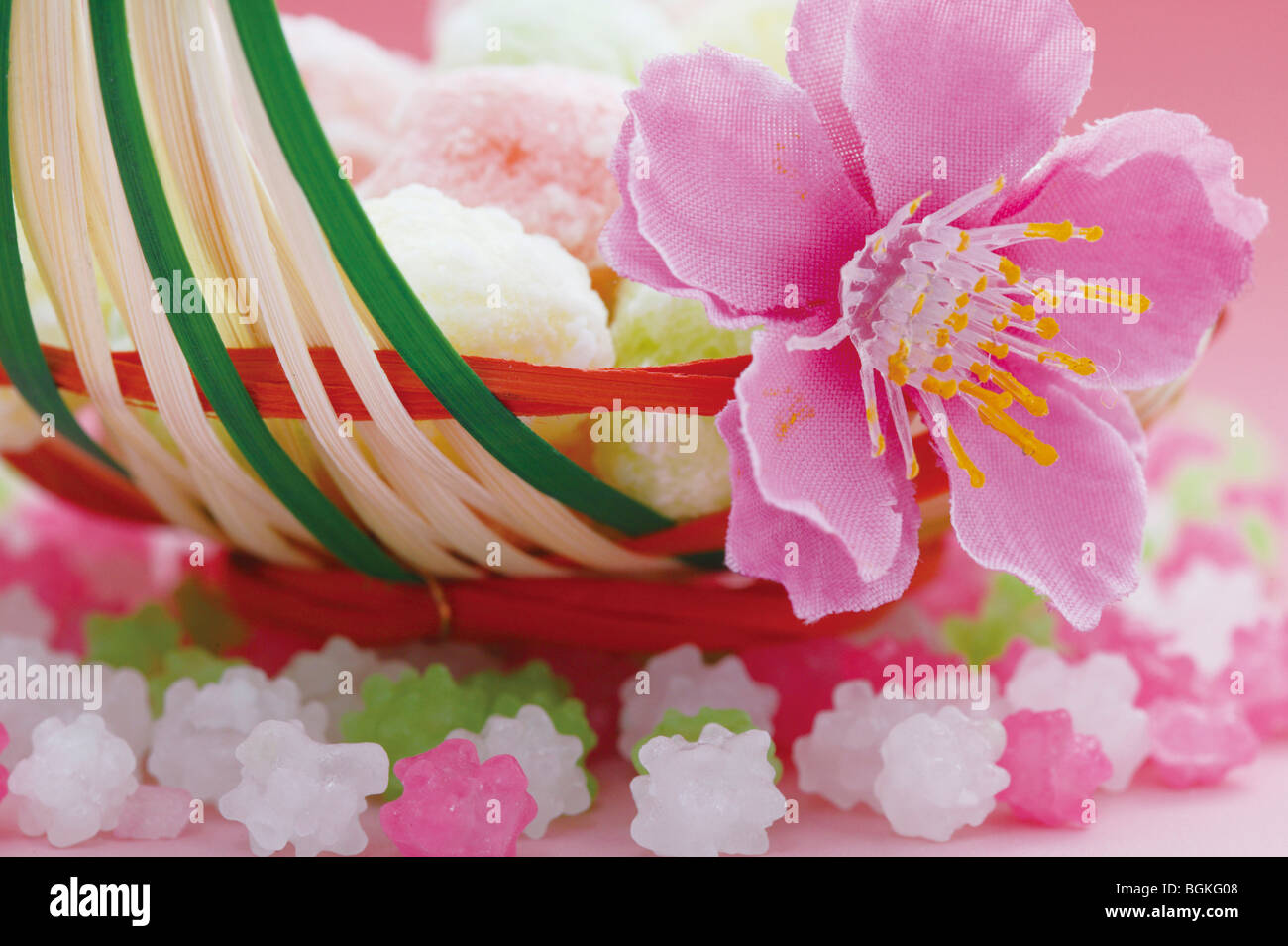Pink flower and Japanese kompeito candy Stock Photo - Alamy