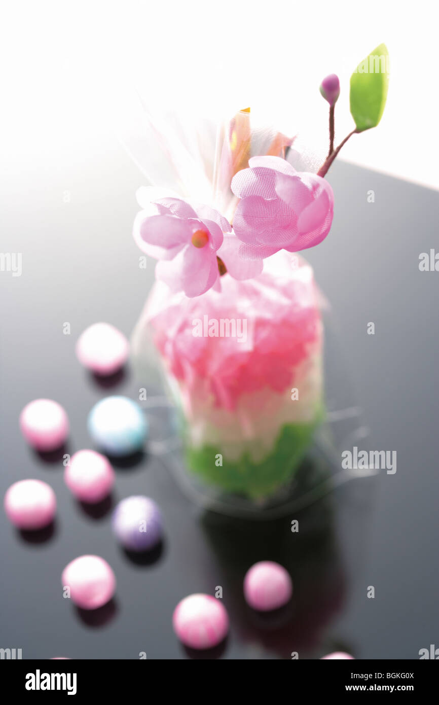 Japanese sweets with pink flower Stock Photo - Alamy