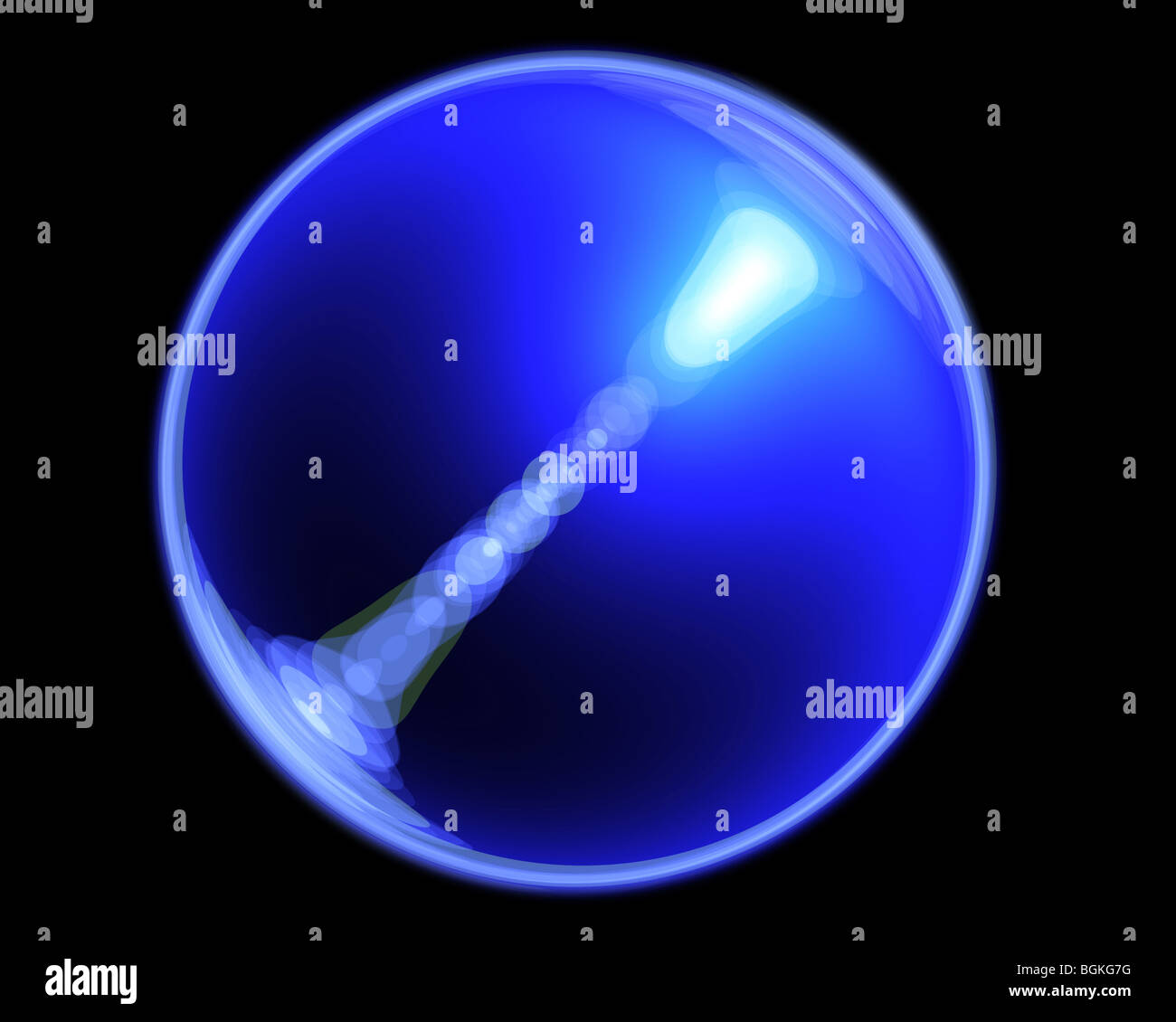 Blue sphere computer graphic black background Stock Photo - Alamy