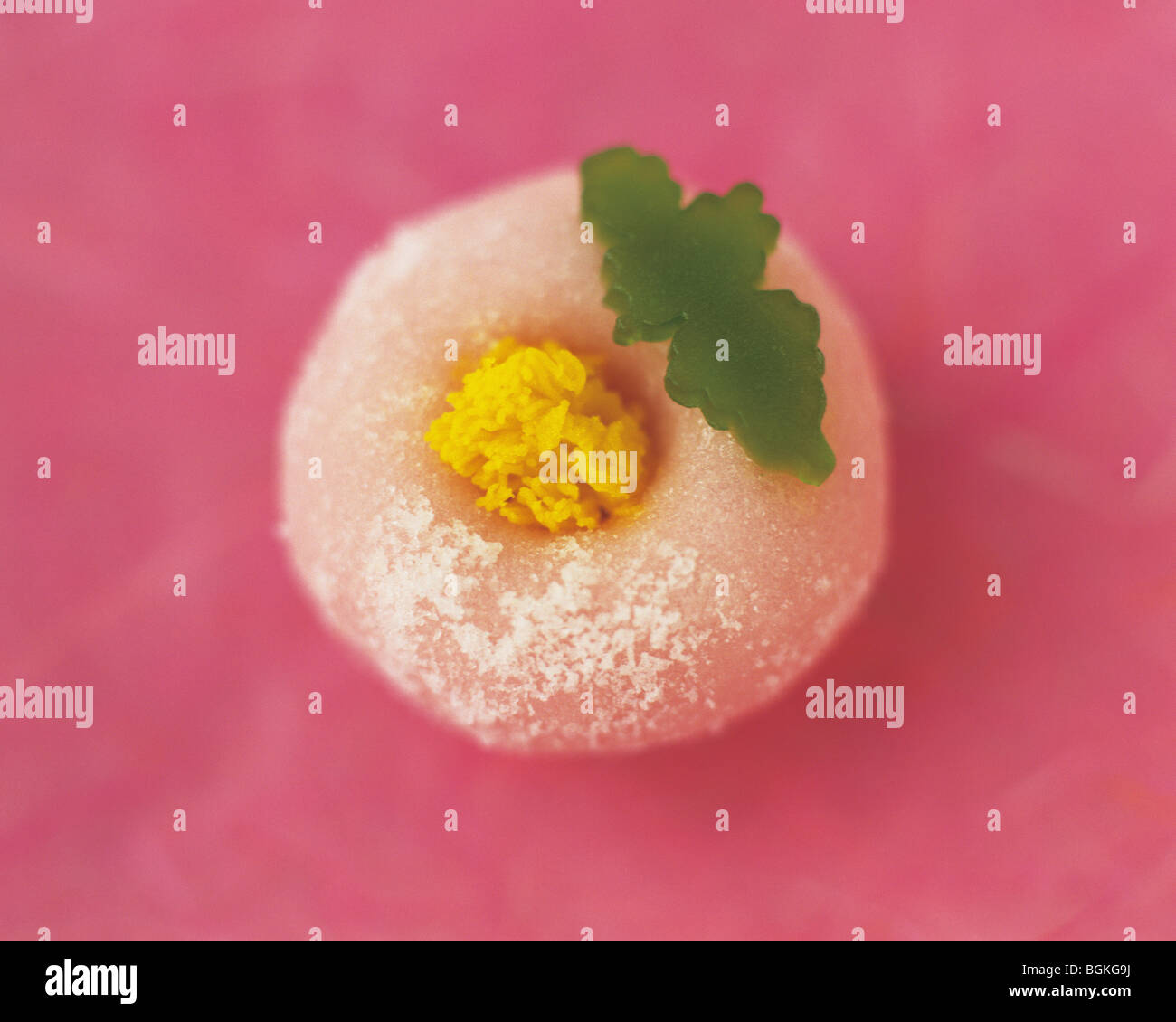 Wagashi close up pink background Stock Photo - Alamy