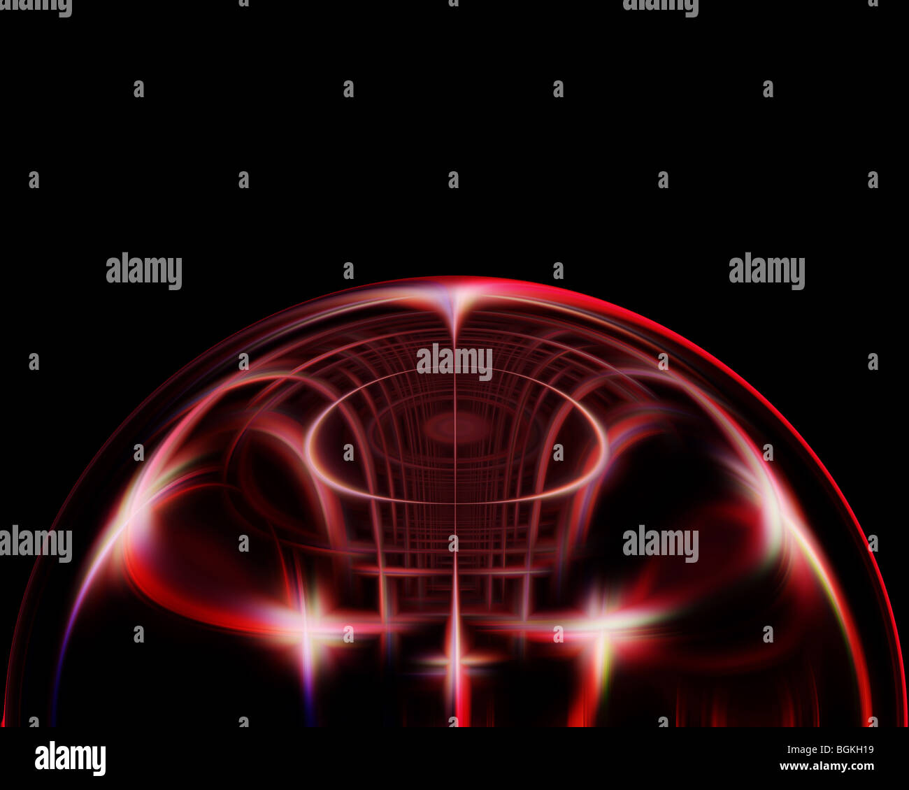 Red light beams computer graphic black background Stock Photo - Alamy