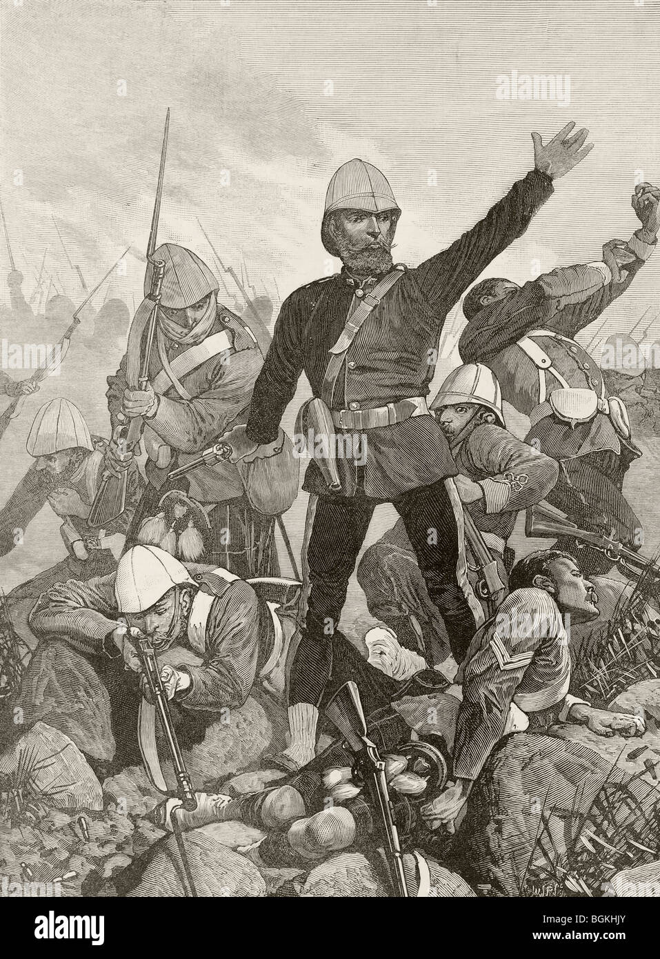 Sir George Pomeroy Colley, 1835 to 1881, British general, at the Battle ...