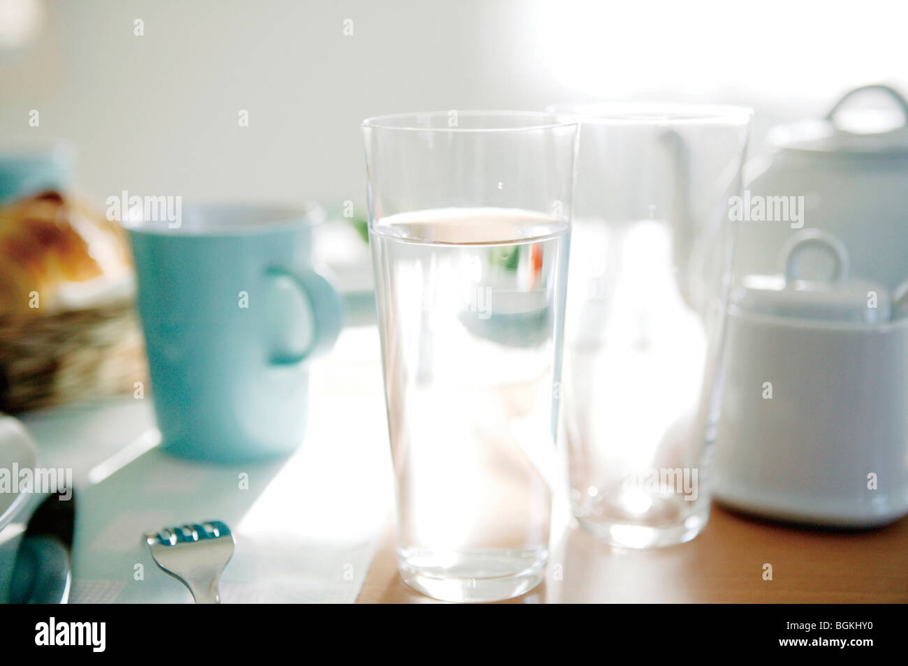 Breakfast coffee and water Stock Photo - Alamy