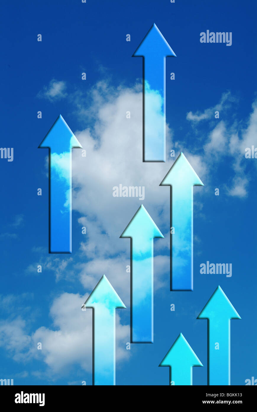 Sky and arrows pointing up Stock Photo - Alamy