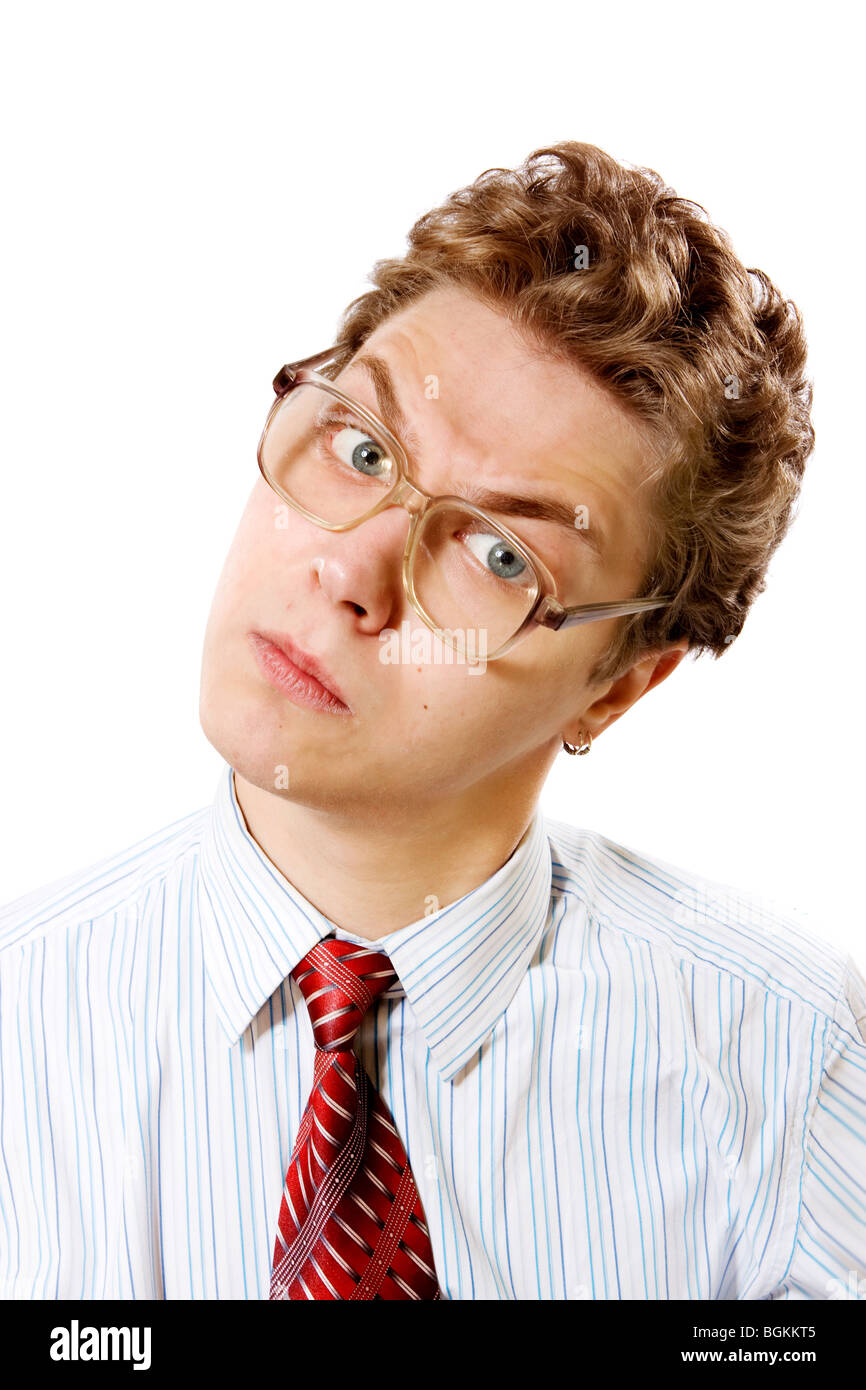 isolated portrait of young man wearing spectacles Stock Photo - Alamy