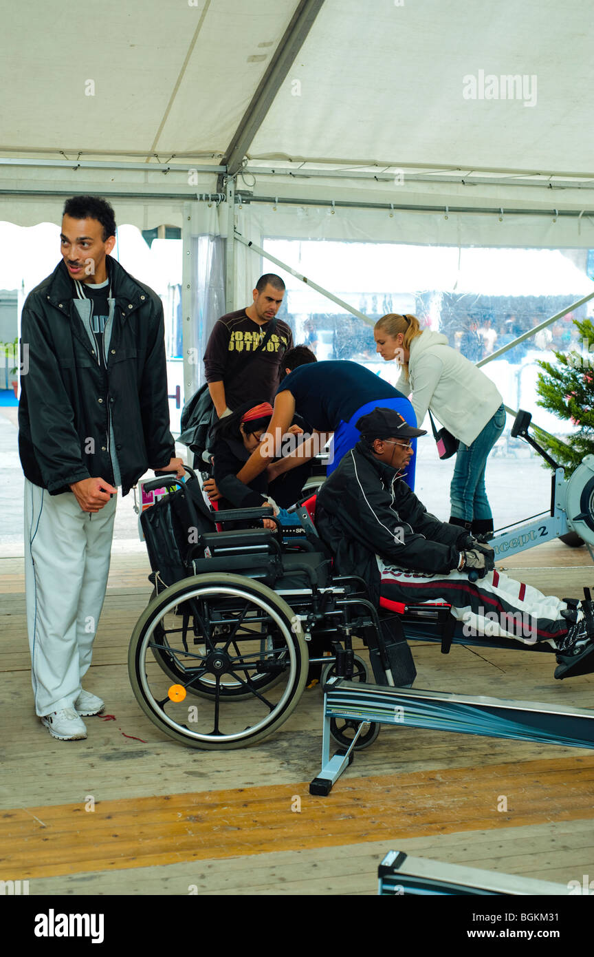 Paris, FRANCE - French Handicapped Athletes Teaching Children in Class ...