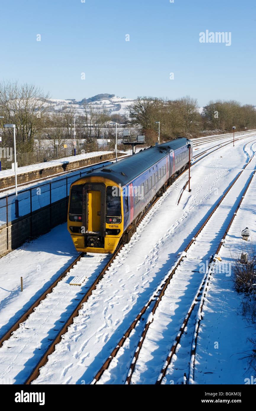 Local train at Castle Cary Railway Station, Somerset, England during ...
