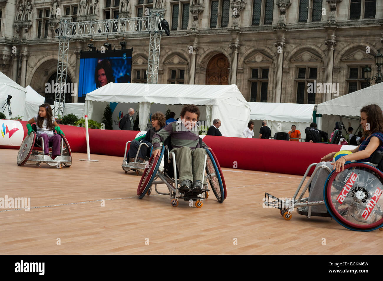 Paris, FRANCE - French Students Wheel Chairs on Basketball Class at ...