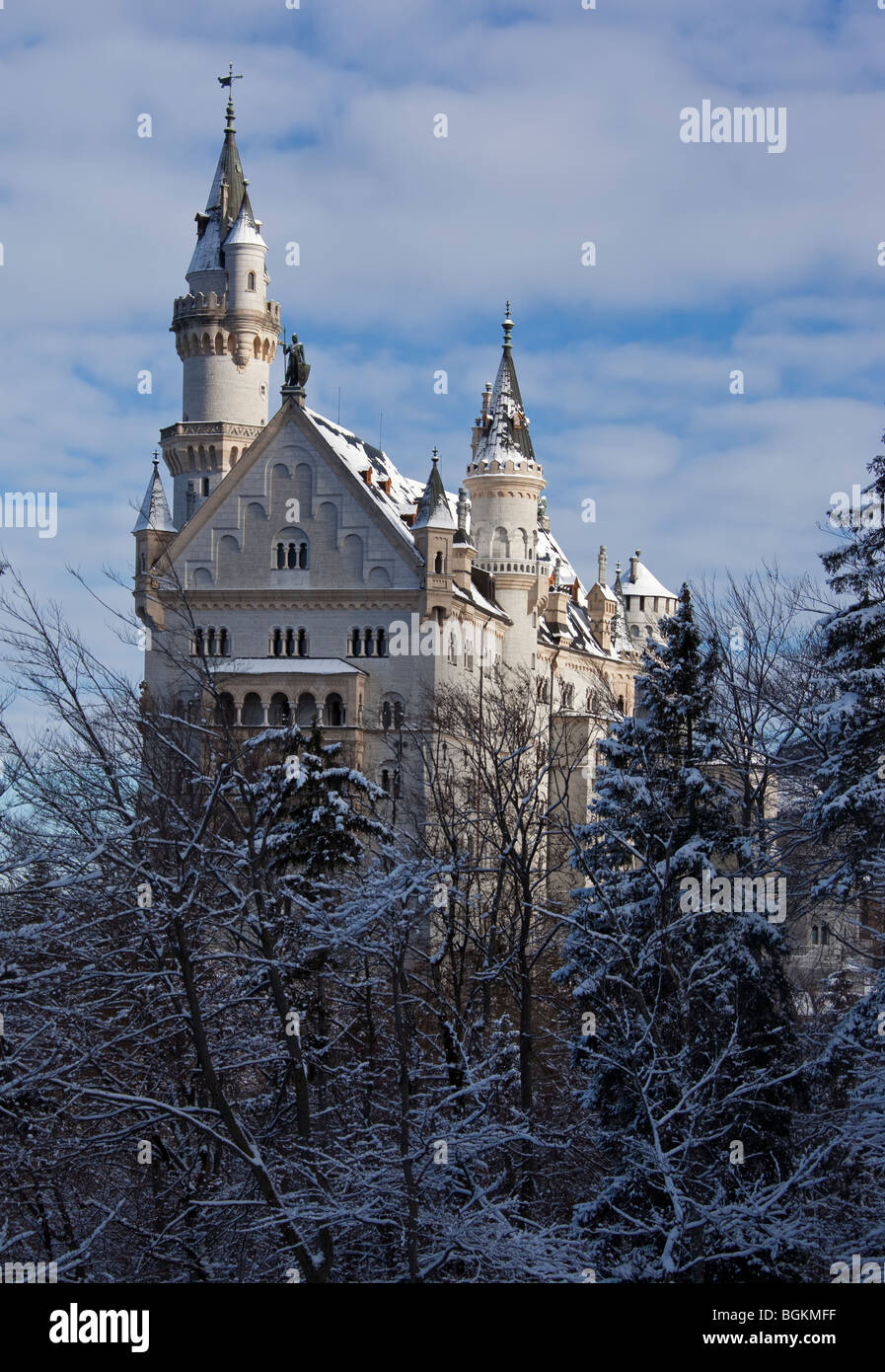Neuschwanstein bavarian fairy tale castle in winter, Germany Stock ...
