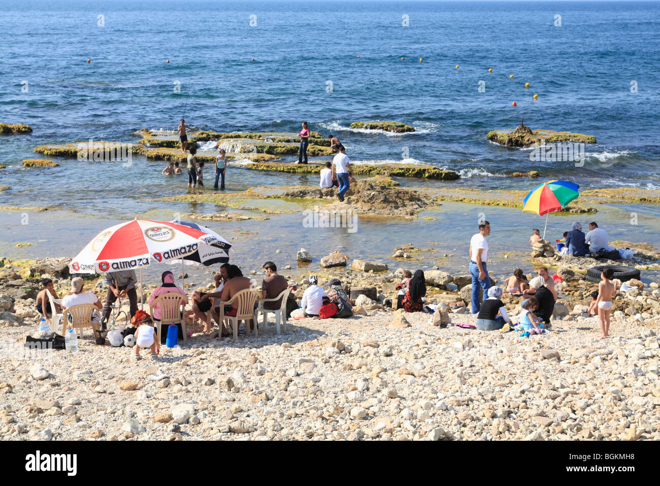 Beach along the Corniche, Beirut, Lebanon, Middle East Stock Photo - Alamy