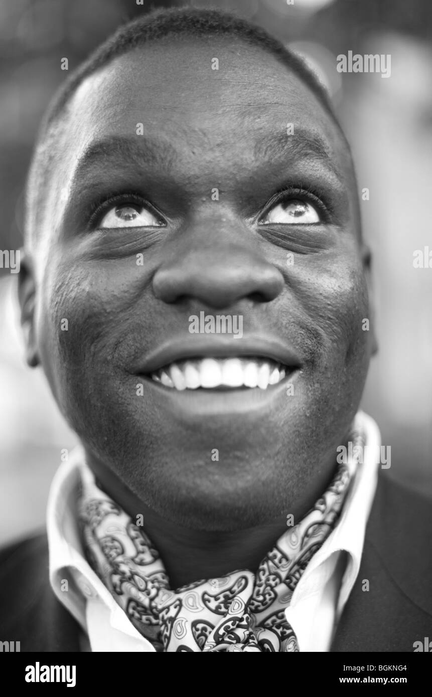 Afro-Caribbean man laughs in street Vauxhall South London UK Stock ...