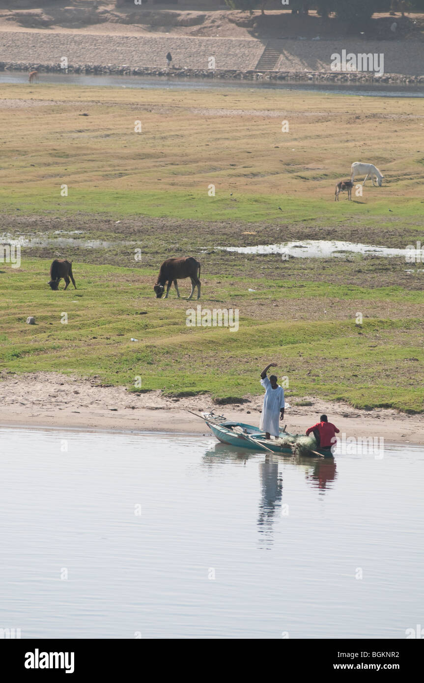 Rural scene from a Nile River cruise, boat Egypt, Africa Stock Photo ...