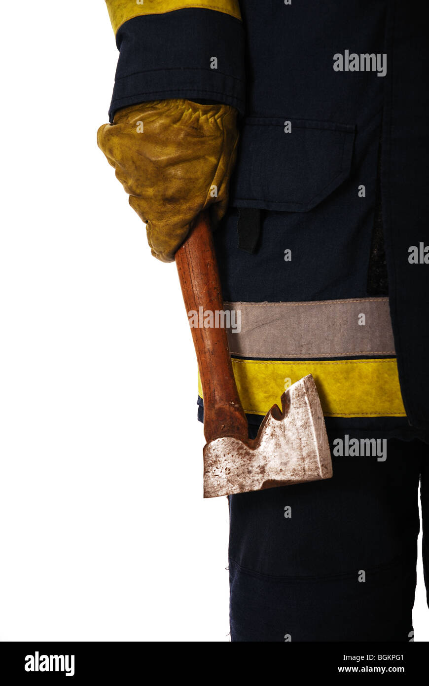 Fire Fighter with an Axe Stock Photo - Alamy