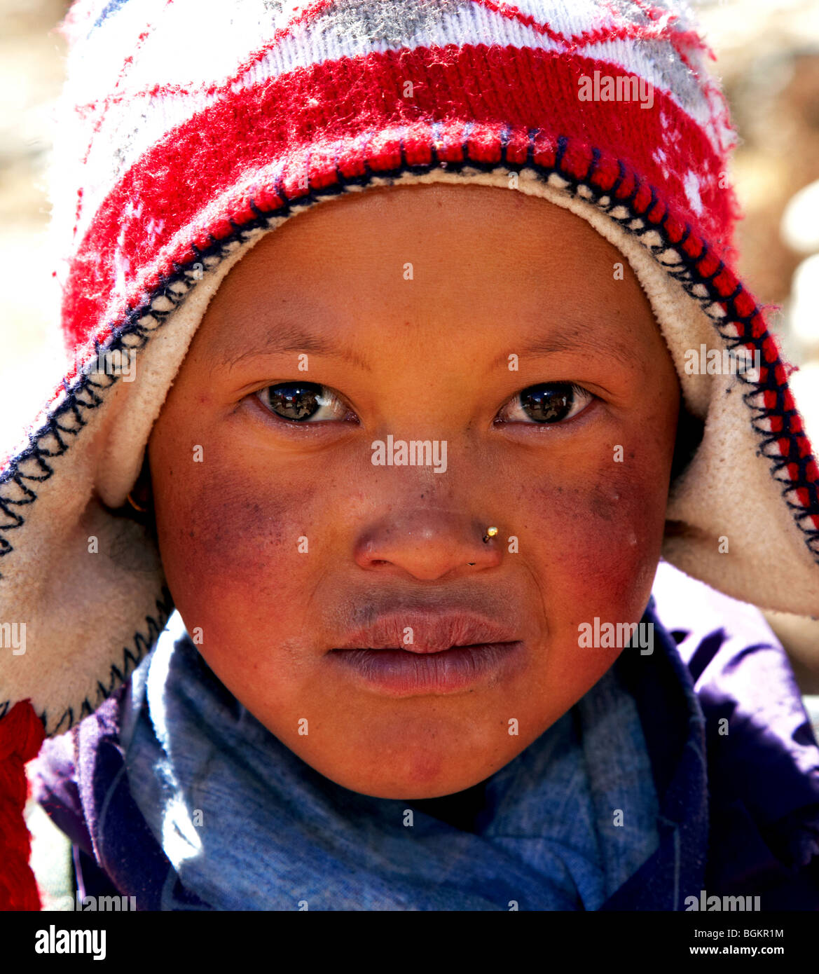 Young Sherpa Boy In The Everest Region Himalayas Nepal Asia Stock Photo ...