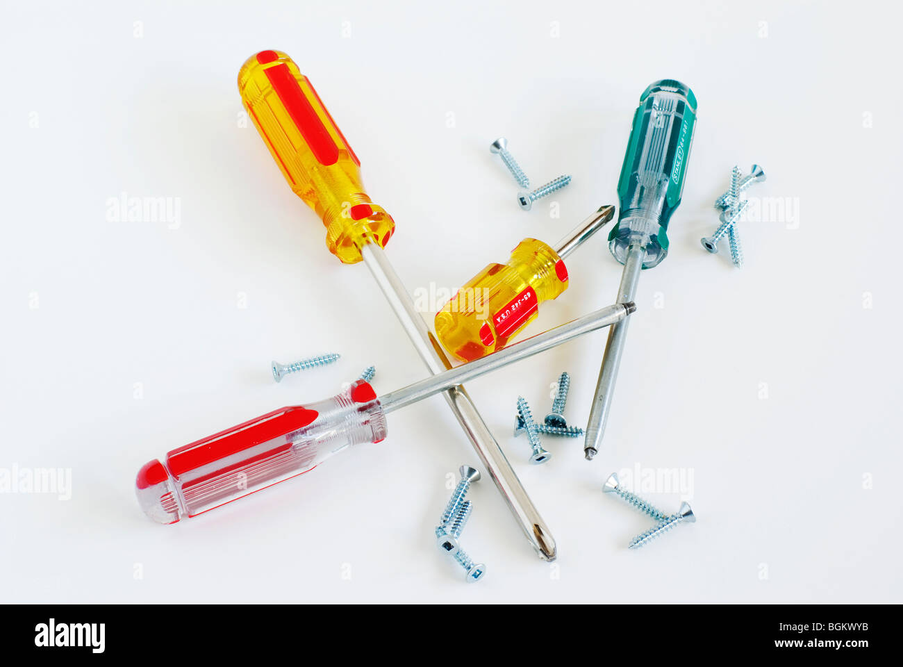 Screwdrivers and screws isolated Stock Photo - Alamy