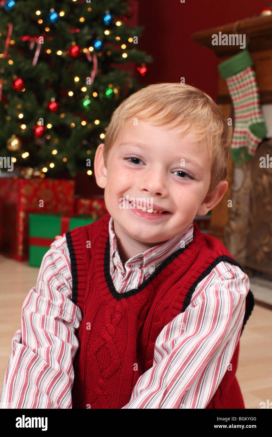 Young boy at Christmas Stock Photo - Alamy