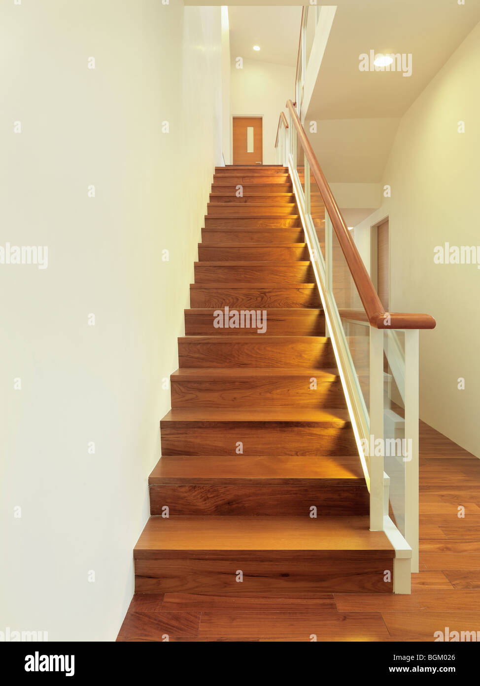 Wooden modern staircase Stock Photo - Alamy