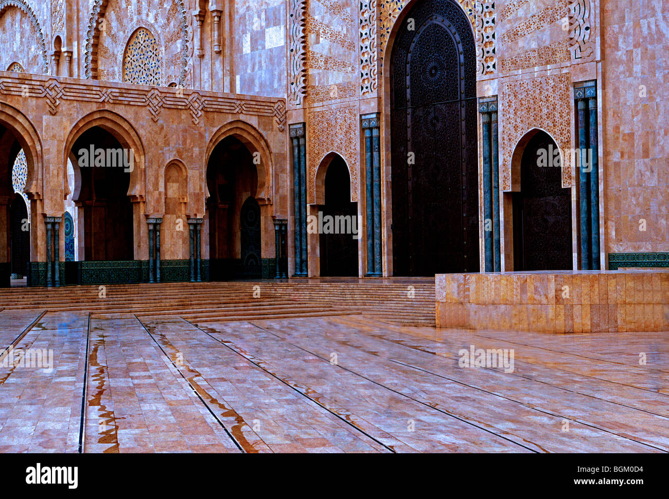 courtyard, Hassan II Mosque, Hassan II, mosque, Moorish architecture ...