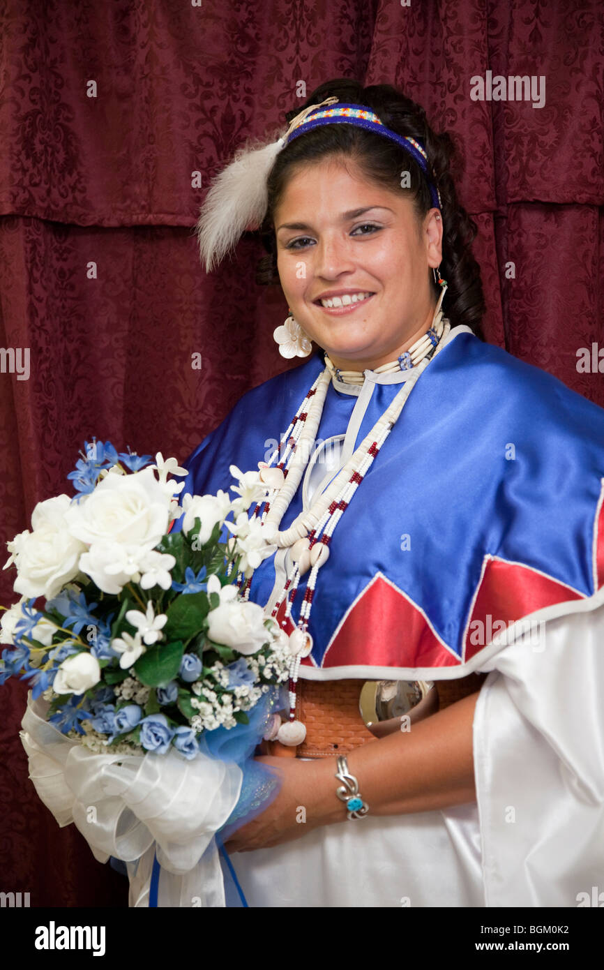 Traditional bride from the Klamath tribe on her wedding day at the ...