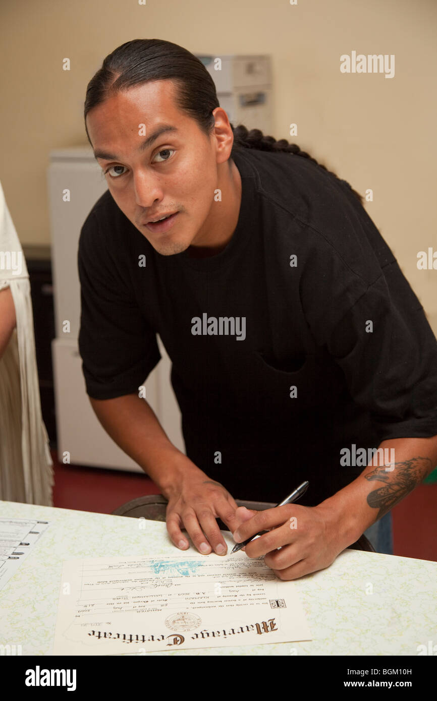 A witness signs a wedding license document Stock Photo - Alamy
