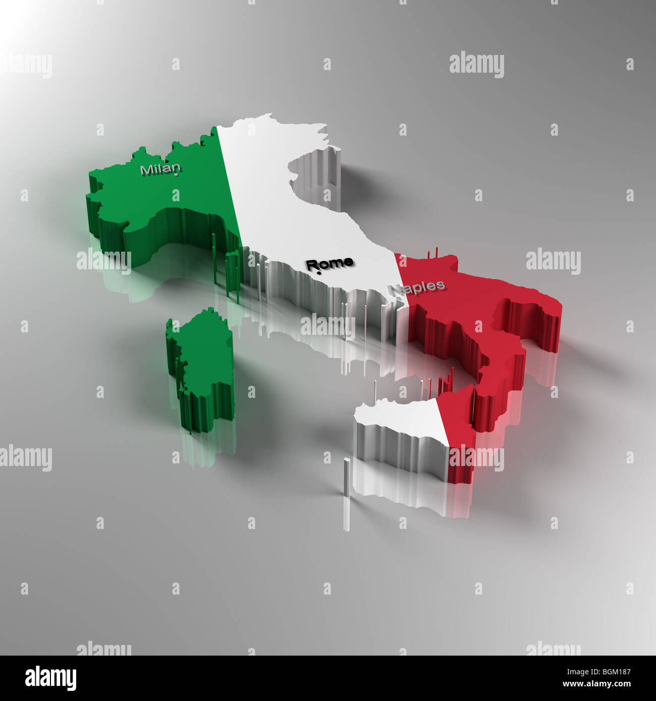 3D Map of Italy Stock Photo - Alamy
