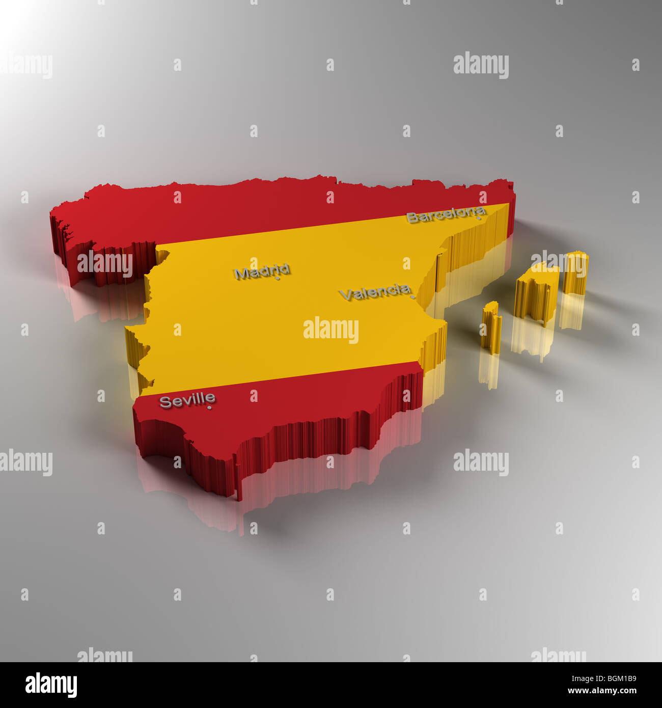 3D Map of Spain Stock Photo - Alamy