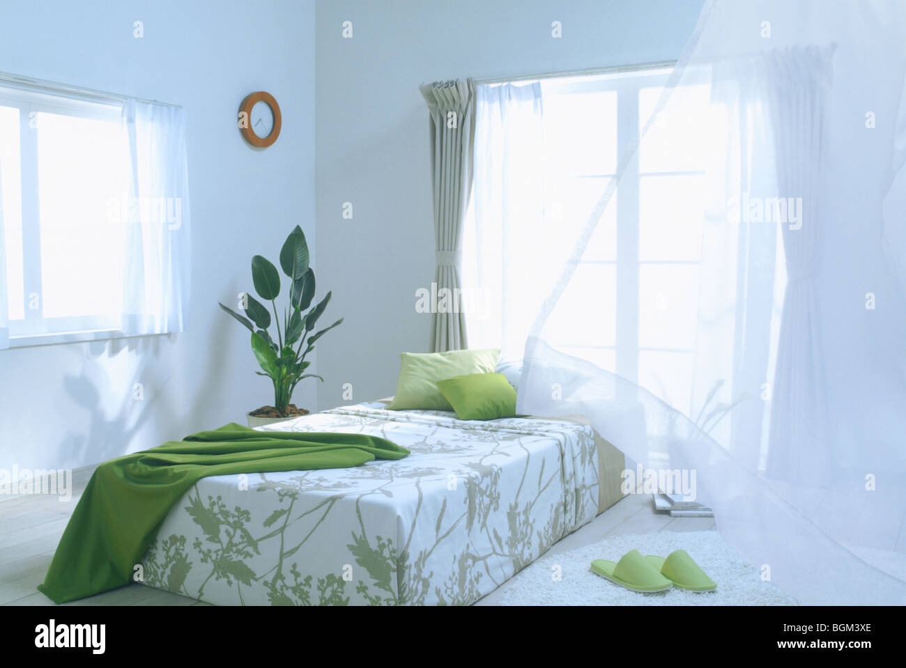 Bedroom with light breeze Stock Photo - Alamy