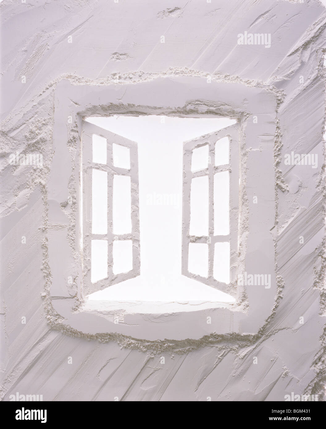 White window made out of plaster Stock Photo - Alamy