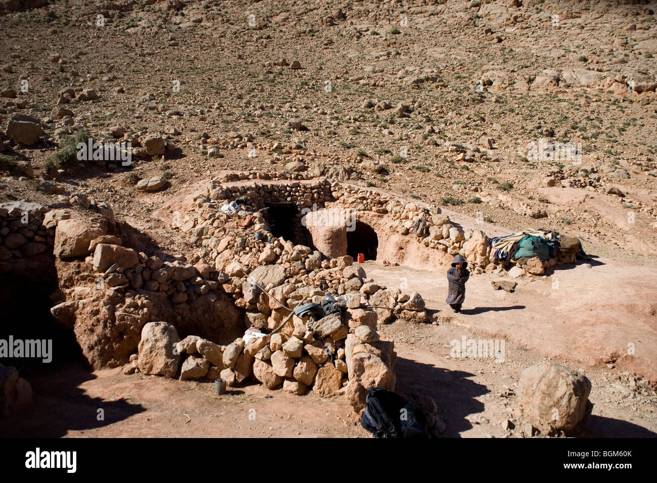 A tented settlement of a family of Nomadic Arabs on a mountain above ...